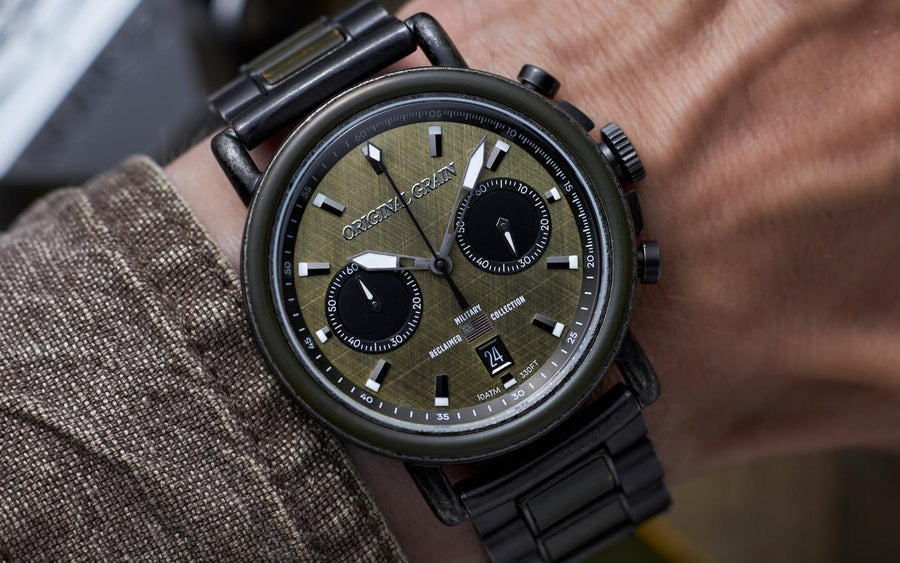Military Stonewashed Steel Chrono 44mm | Original Grain