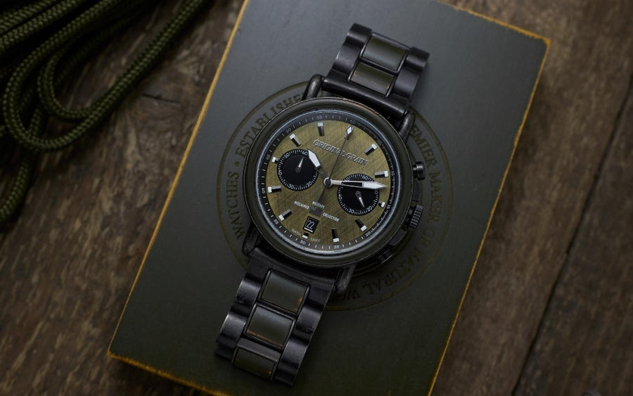 Military Stonewashed Steel Chrono 44mm | Original Grain