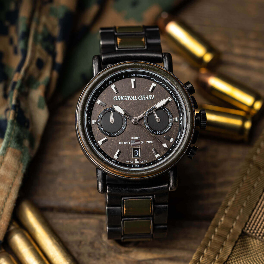 Military Stonewashed Steel Chrono 44mm | Original Grain
