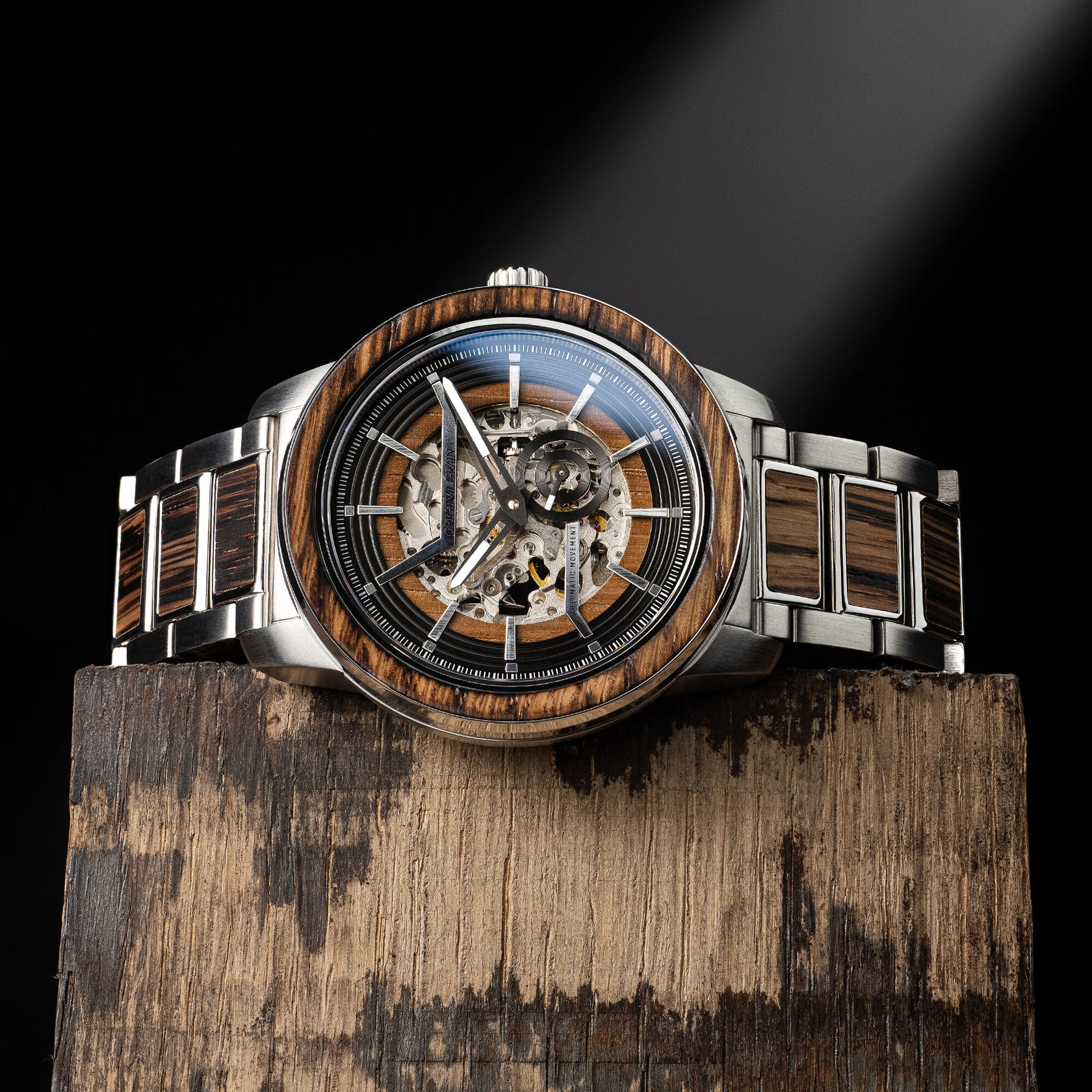 Charred Whiskey Silver Barrel Automatic 46mm – Original Grain