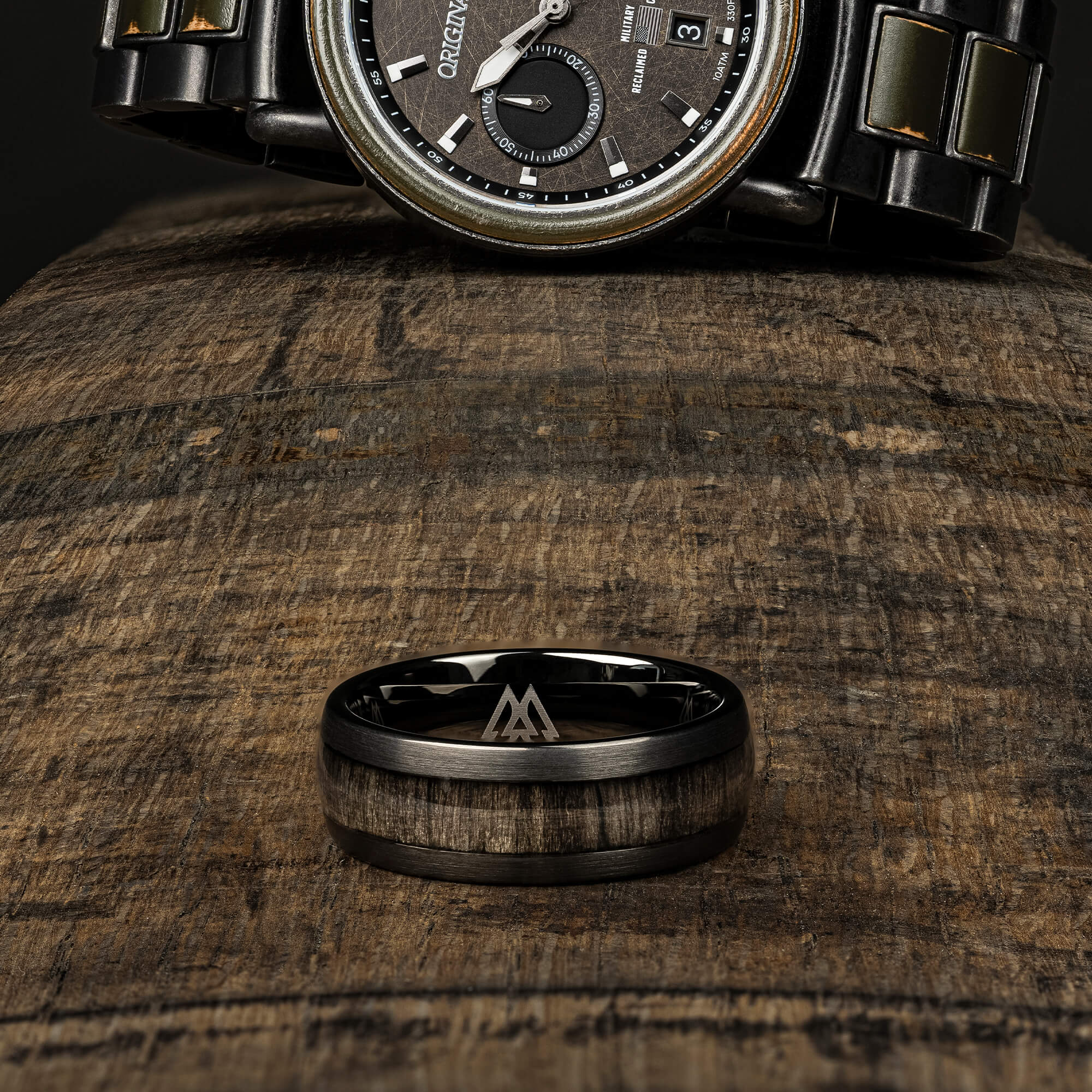 Military Gunmetal Single Barrel Ring – Original Grain